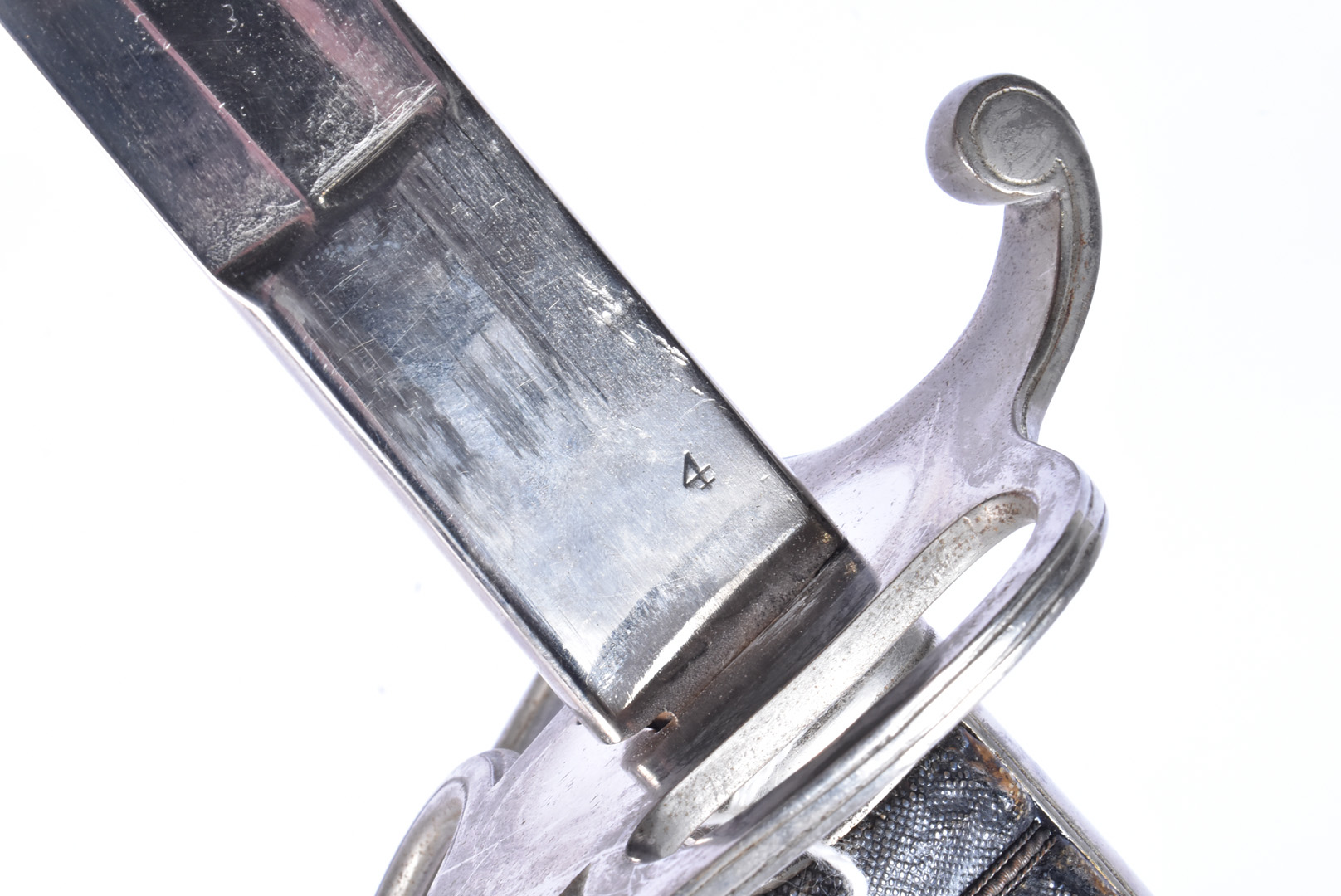 An Officer's sword, marked 4 to the single edged fullered blade ...