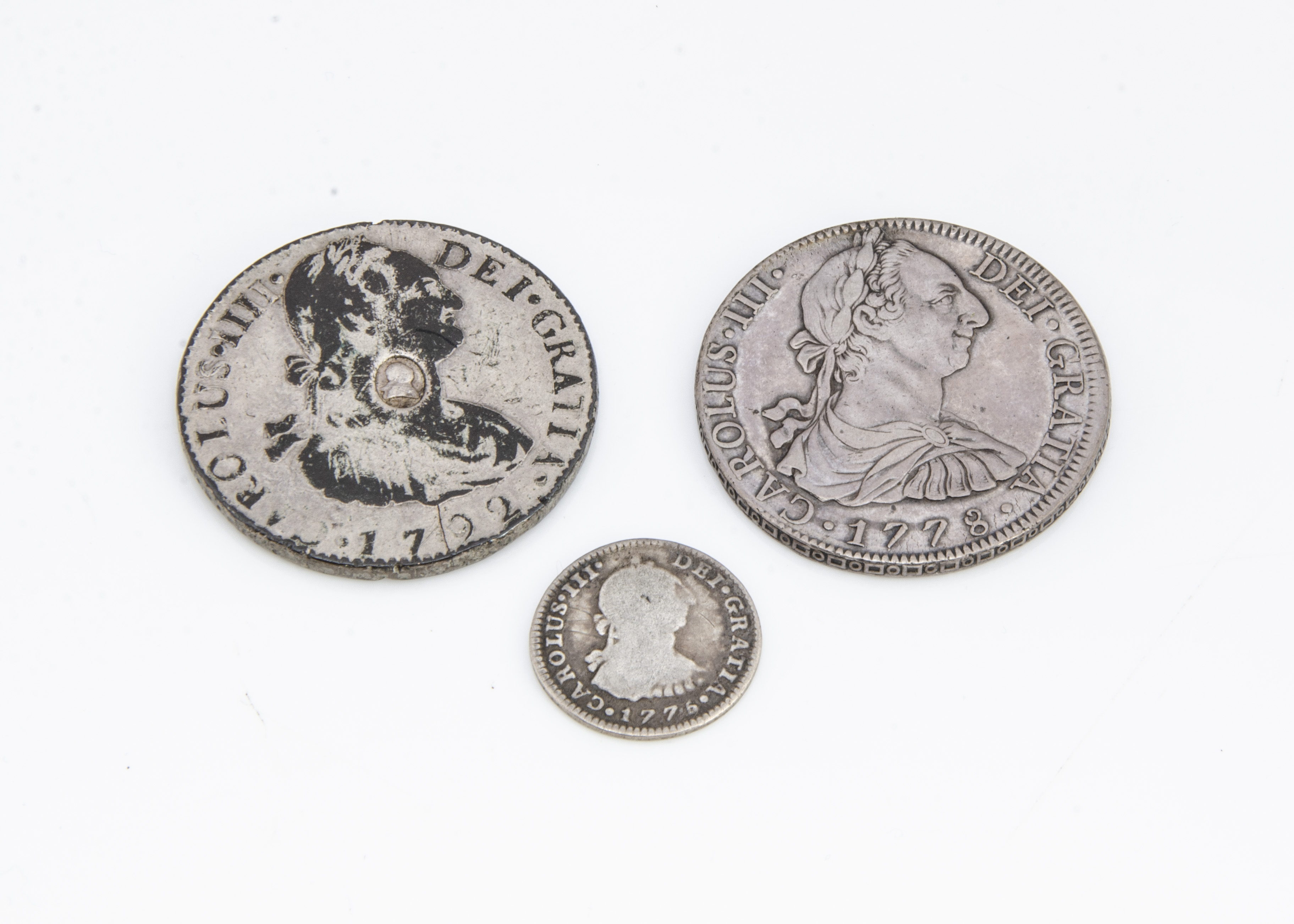 An 18th Century Spanish Carolus III eight reales, the piece of 8 dated ...