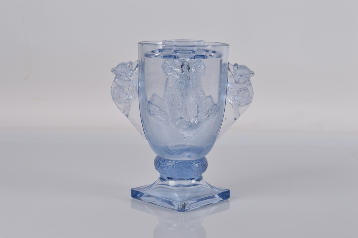 A Bagley art glass Koala vase, circa 1936 with moulded Koala Bear ...