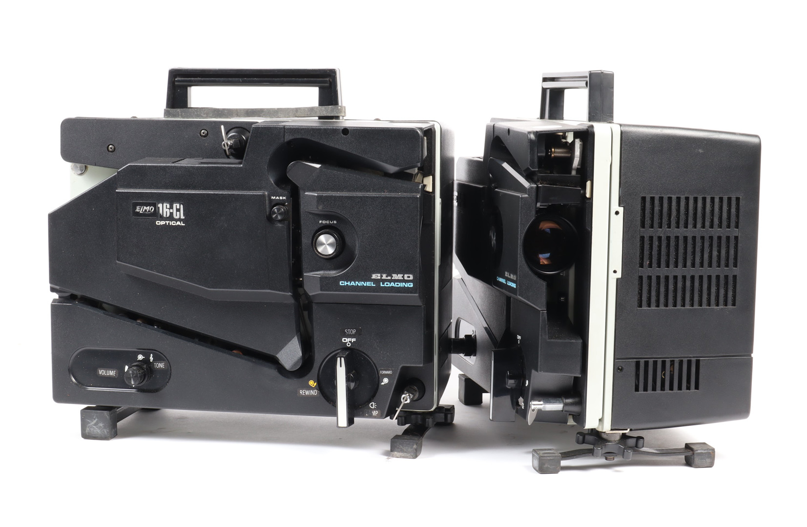 Two Elmo 16-CL 16mm Sound Projectors, two examples of Elmo channel ...
