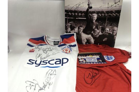 A collection of England national team football memorabilia comprising ...