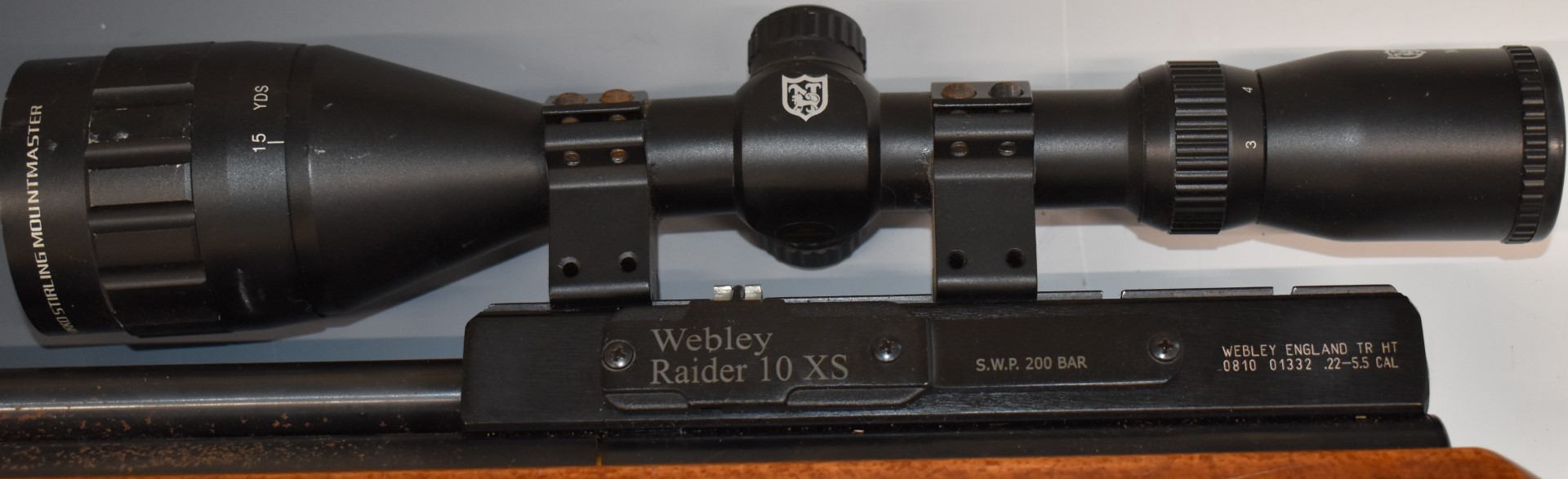 Webley Raider 10 XS PCP .22 PCP air rifle with semi-pistol grip, raised ...