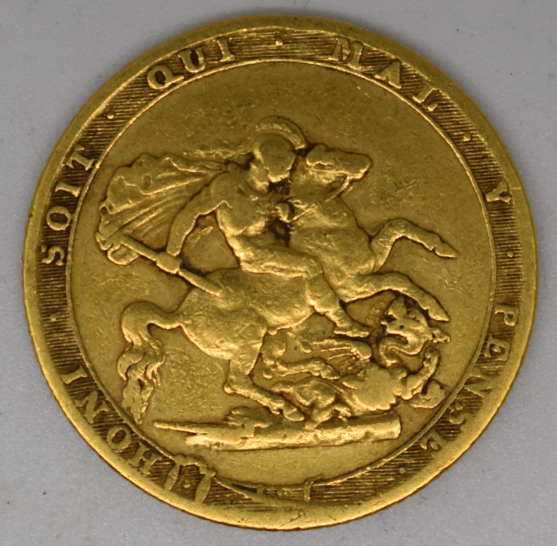 George III 1820 gold full sovereign, F+
