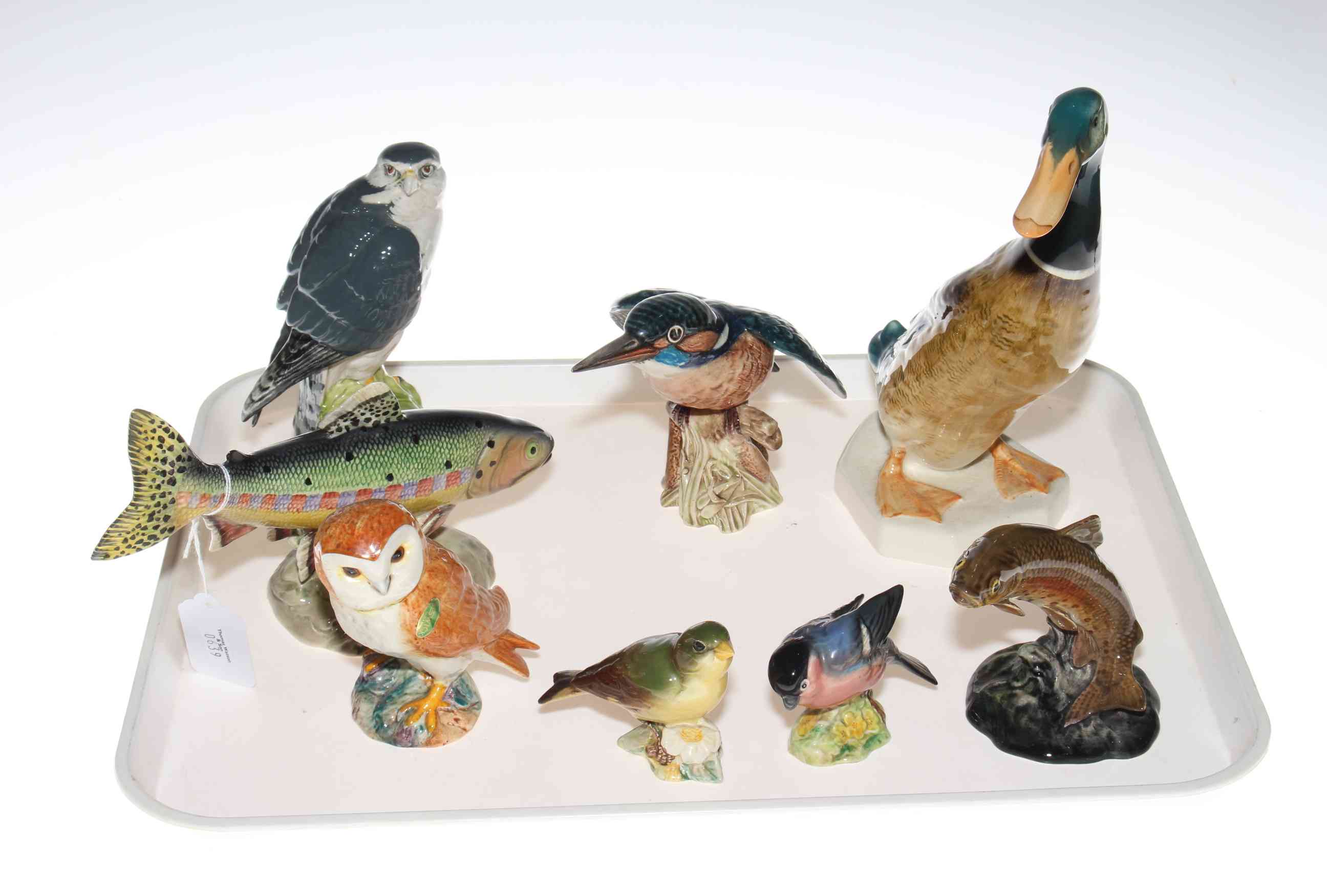 Beswick collection including Trout 1246, tall Duck 902, Kingfisher 2371 ...