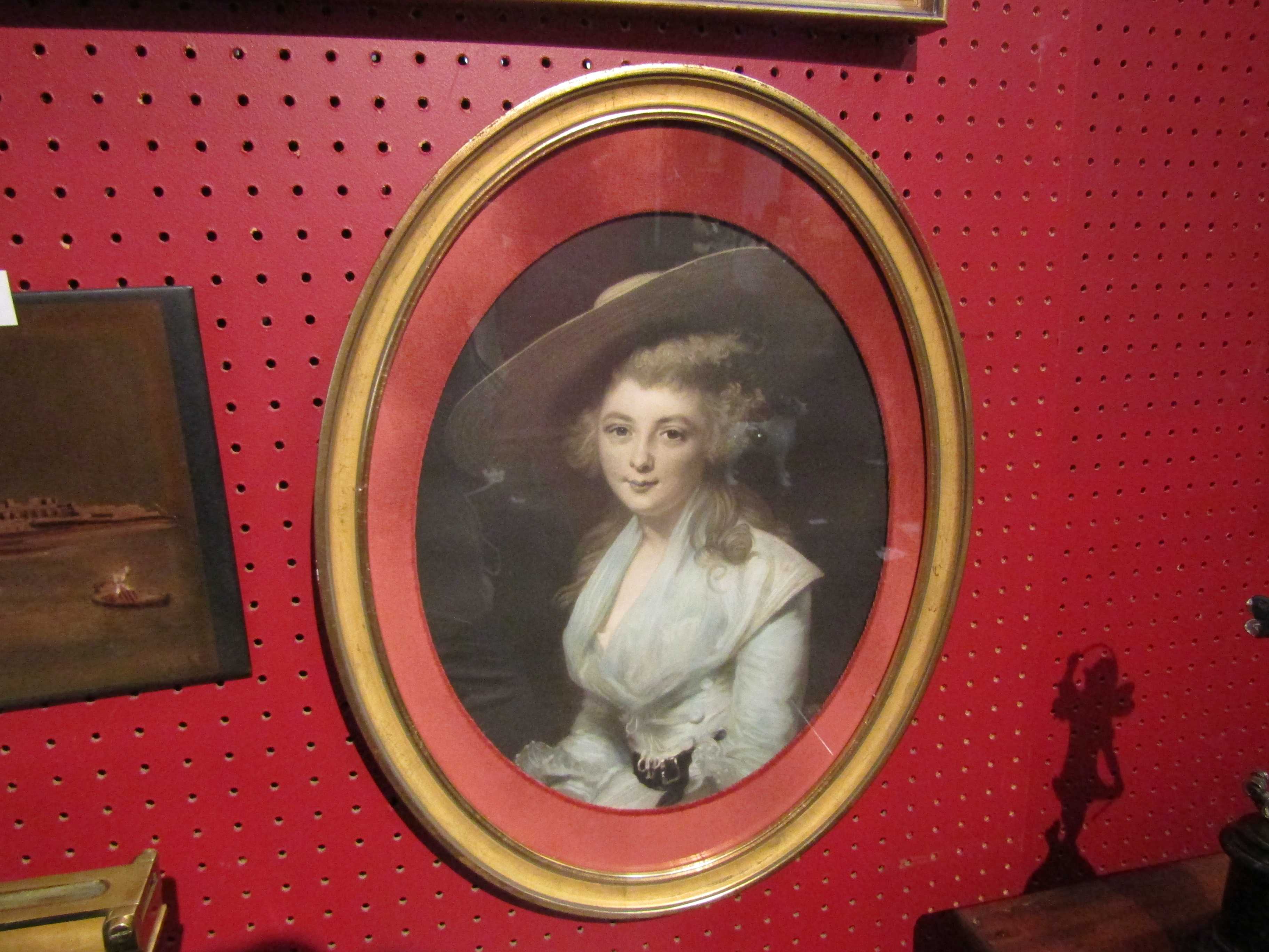A Victorian oval portrait "The Young Lady" mezzotint, dated 1876, gilt ...
