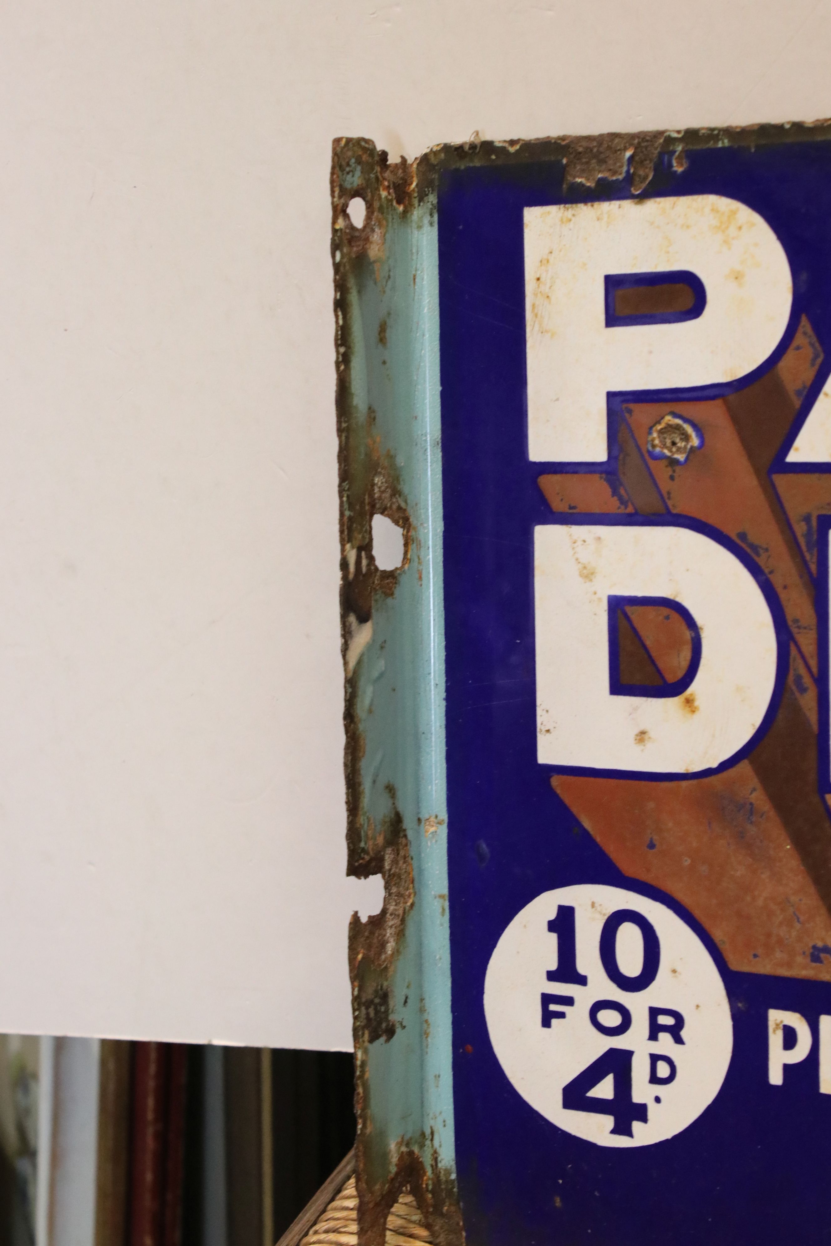 A vintage Park Drive cigarette double sided advertising enamel sign.
