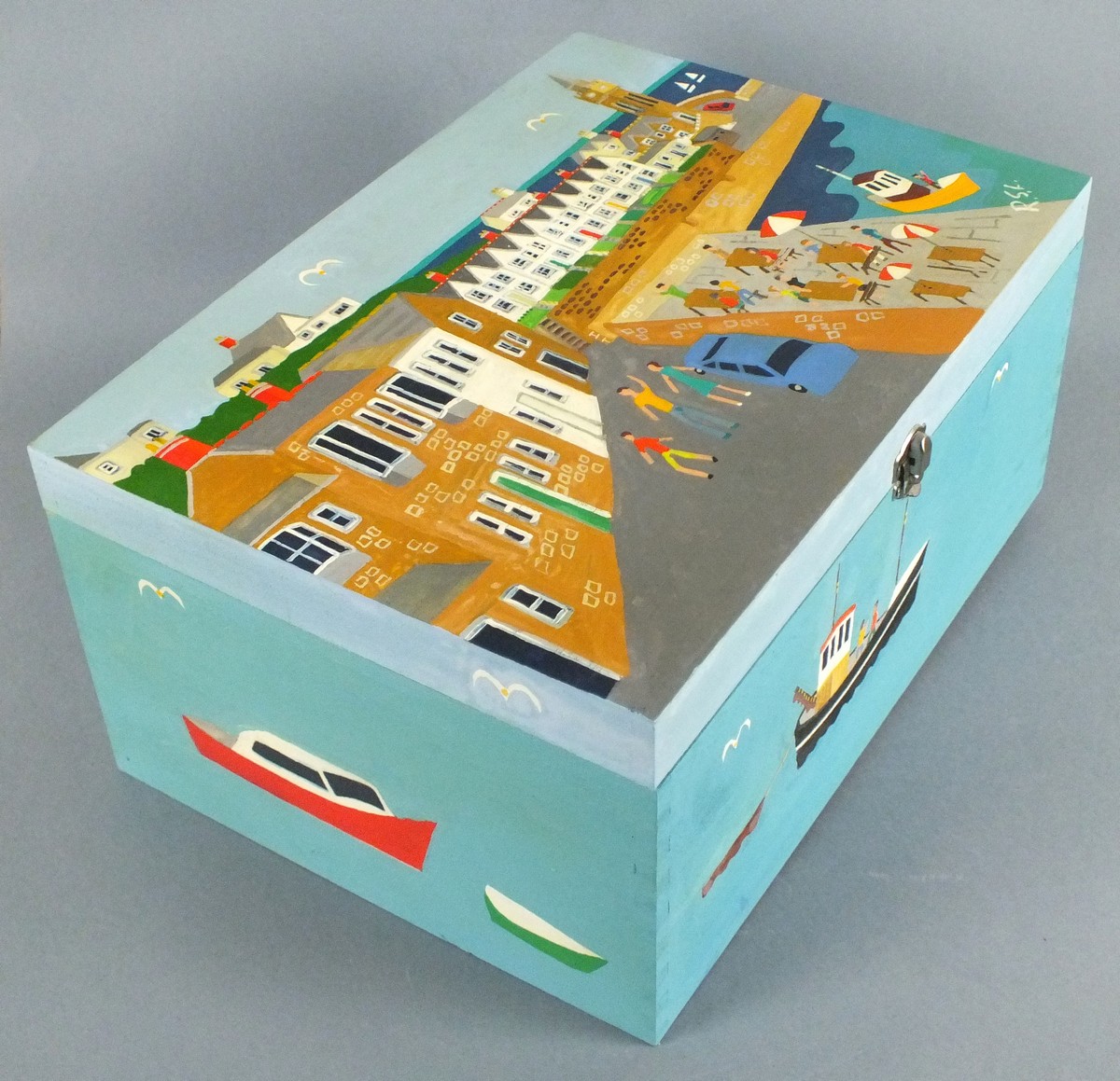 Richard LODEY (British b. 1950) Painted Box - decorated with Porthleven ...