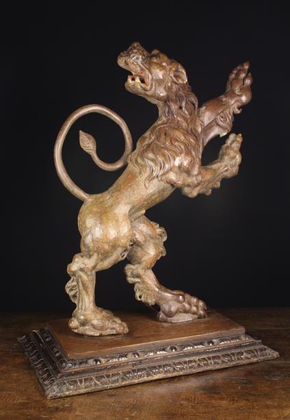 A Fabulous Early 17th Century Carved Oak Heraldic Lion Rampant ...