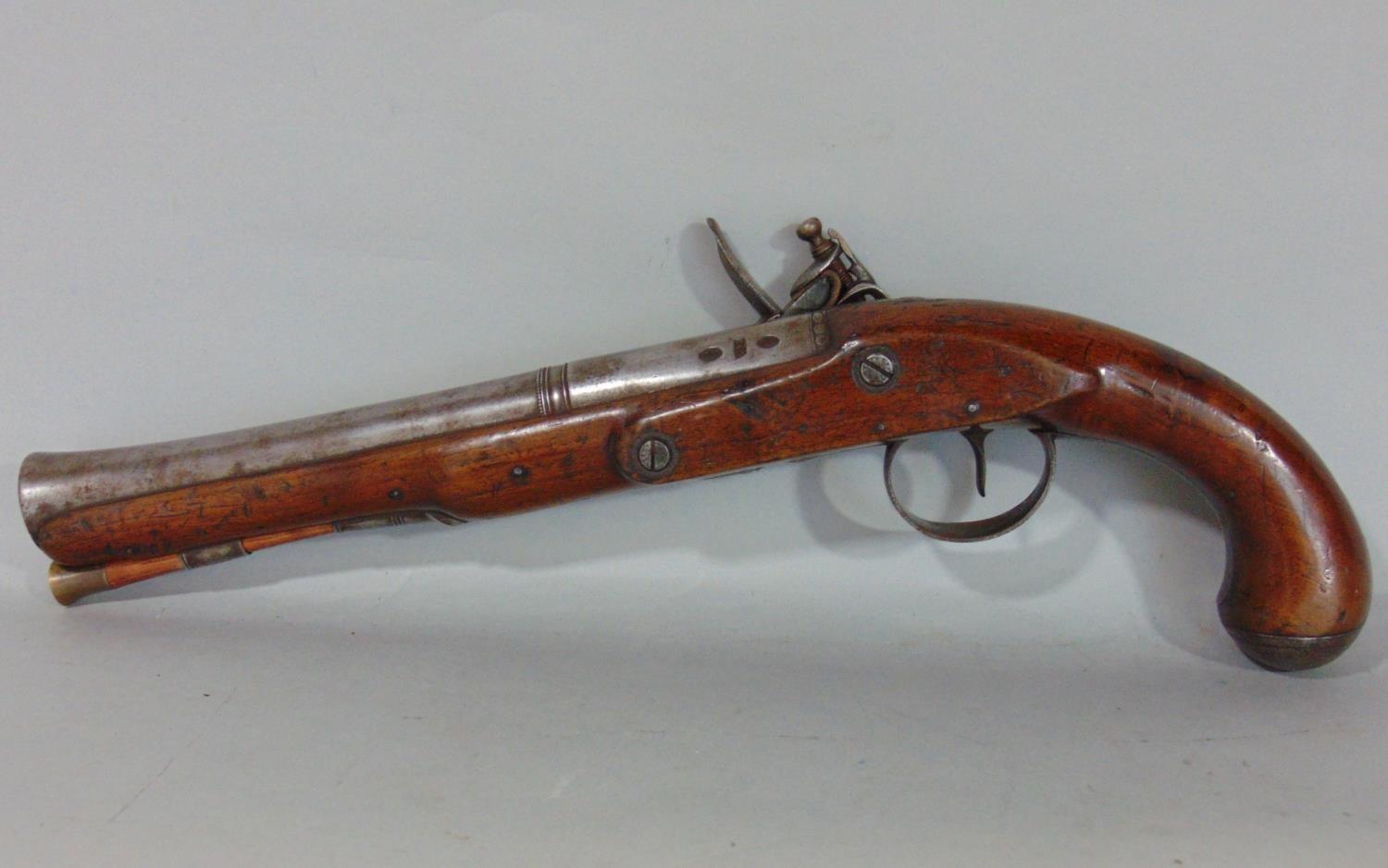 18th century flintlock blunderbuss pistol with ironwork flared barrel ...