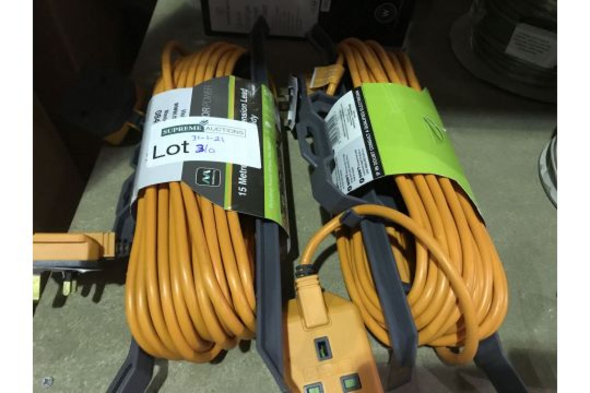 2 X 15 METER GARDEN EXTENSION LEADS WITH CABLE TIDY (310/31)
