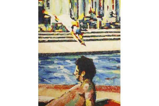 *Peter Denmark (1950-2014) Diving acrylic on canvas 127 x 97cm *Artist ...