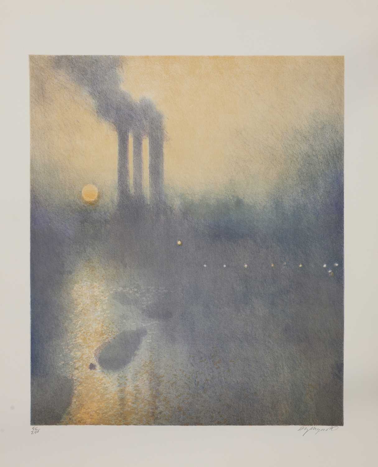 *Derek Mynott (1926-1994) 'A View of the Thames from Lots Road ...