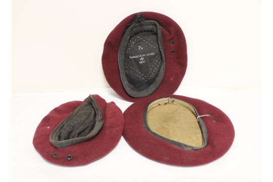 Three WW2 British Parachute Regiment maroon berets. All made by Kangol ...