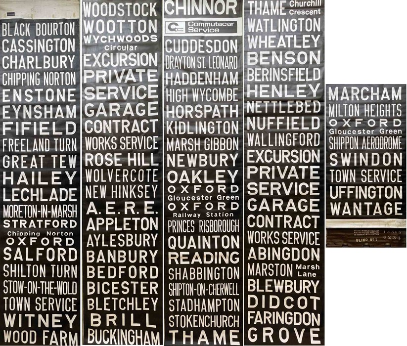 City of Oxford Motor Services bus DESTINATION BLIND. A complete, linen ...