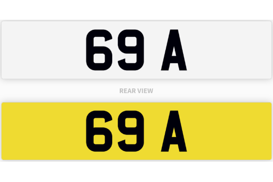 69 A number plate / car registration 69 A vehicle / car number plate on ...