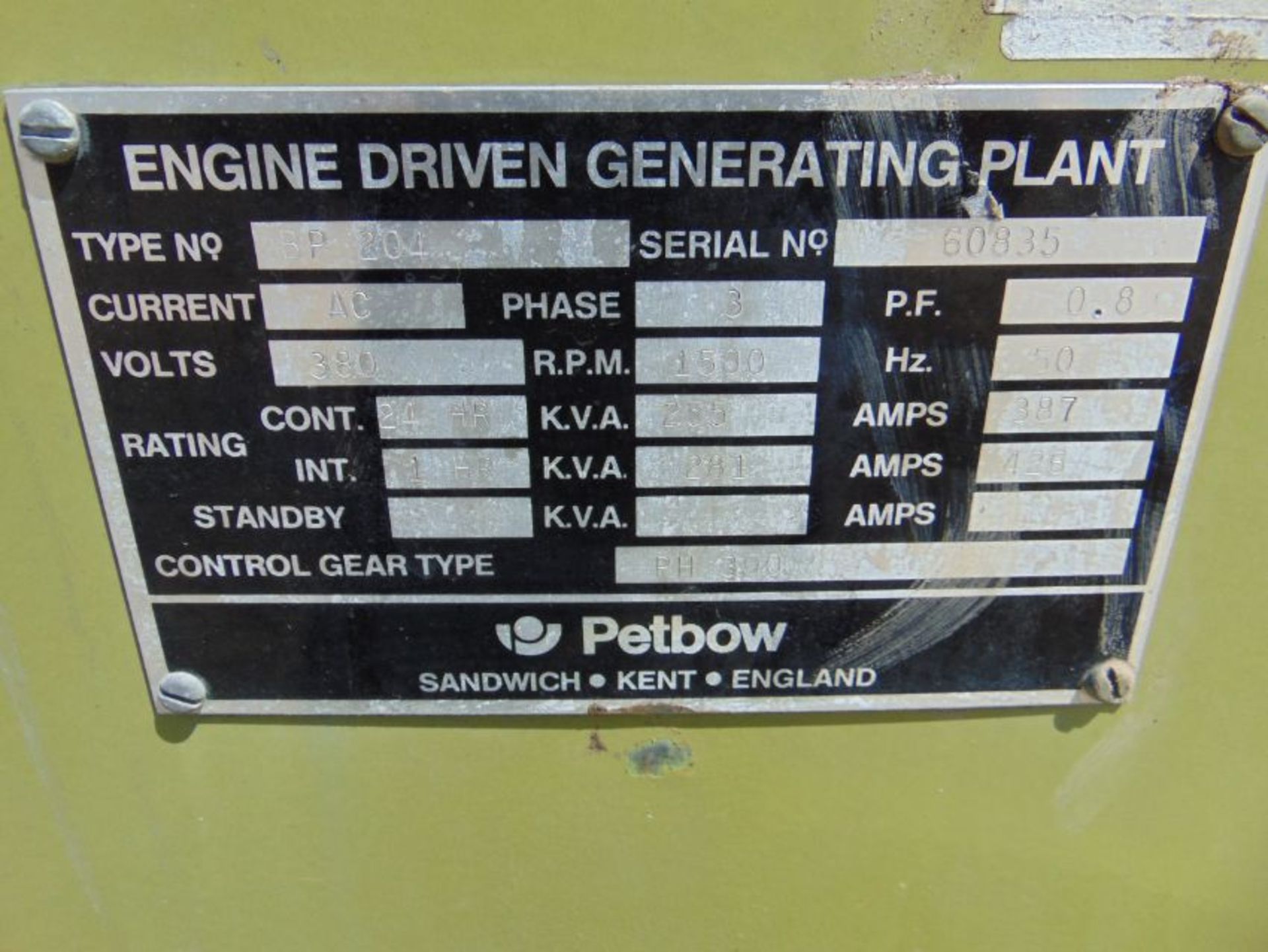 You are bidding on an Ex Reserve Petbow BP204 255 KVA Skid Mounted ...