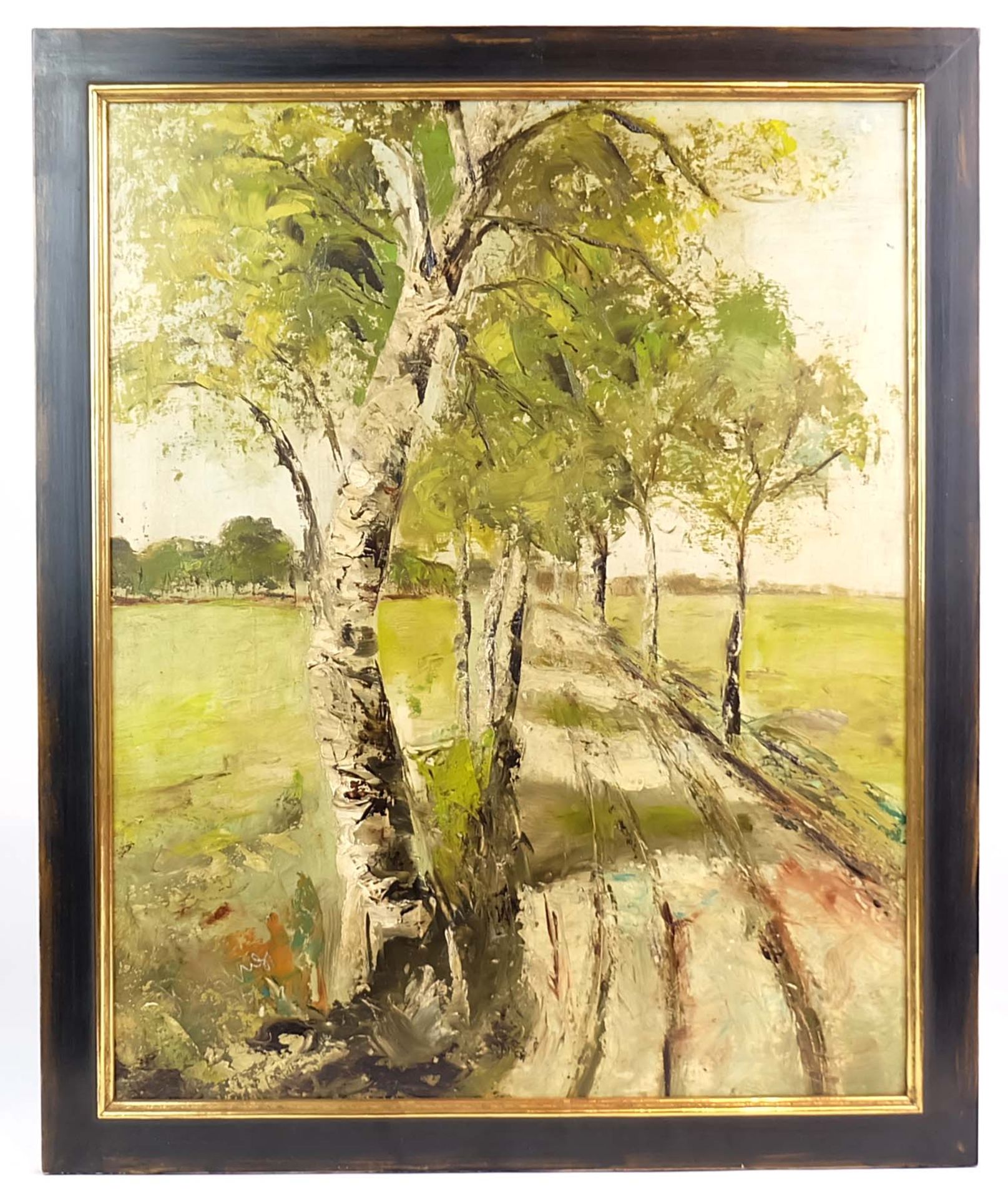 HARTING (?), Deutscher Künstler, 20. Jh., Öl/ Malkarton, Birkenallee ...