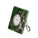 Small, table clock made of gold, silver and jade. In original green ...