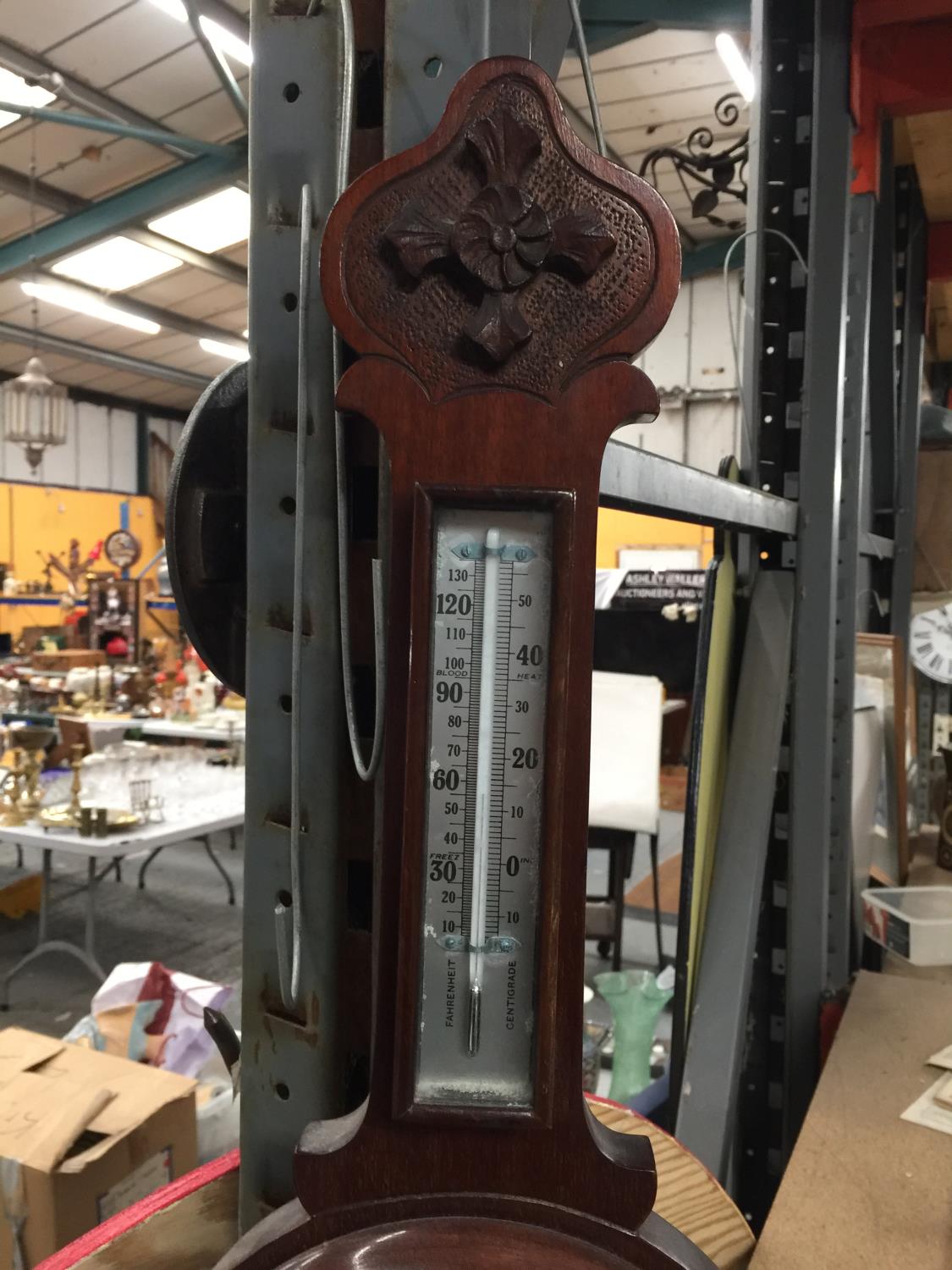 A BRITISH MADE ANEROID BAROMETER HEIGHT 68CM