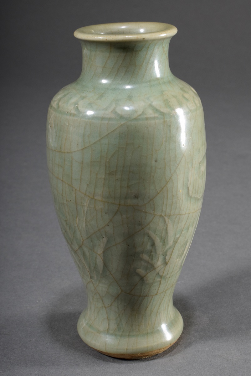 Small Longquan vase with incised decoration and celadon glaze and ...