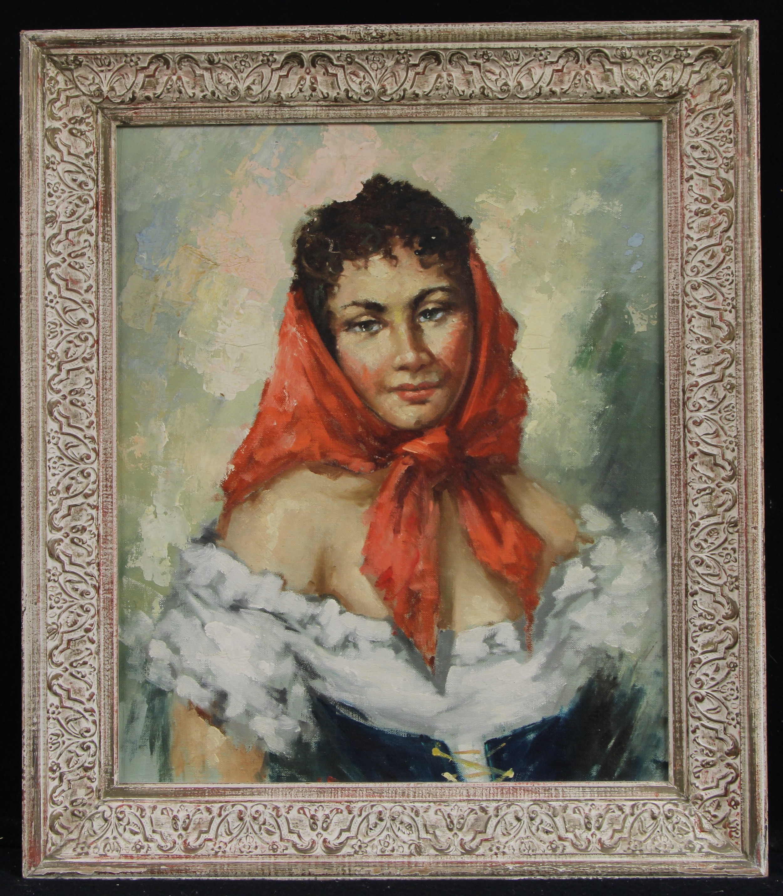 American School (late 20th century)A Romany Beauty, head-and-shoulders ...