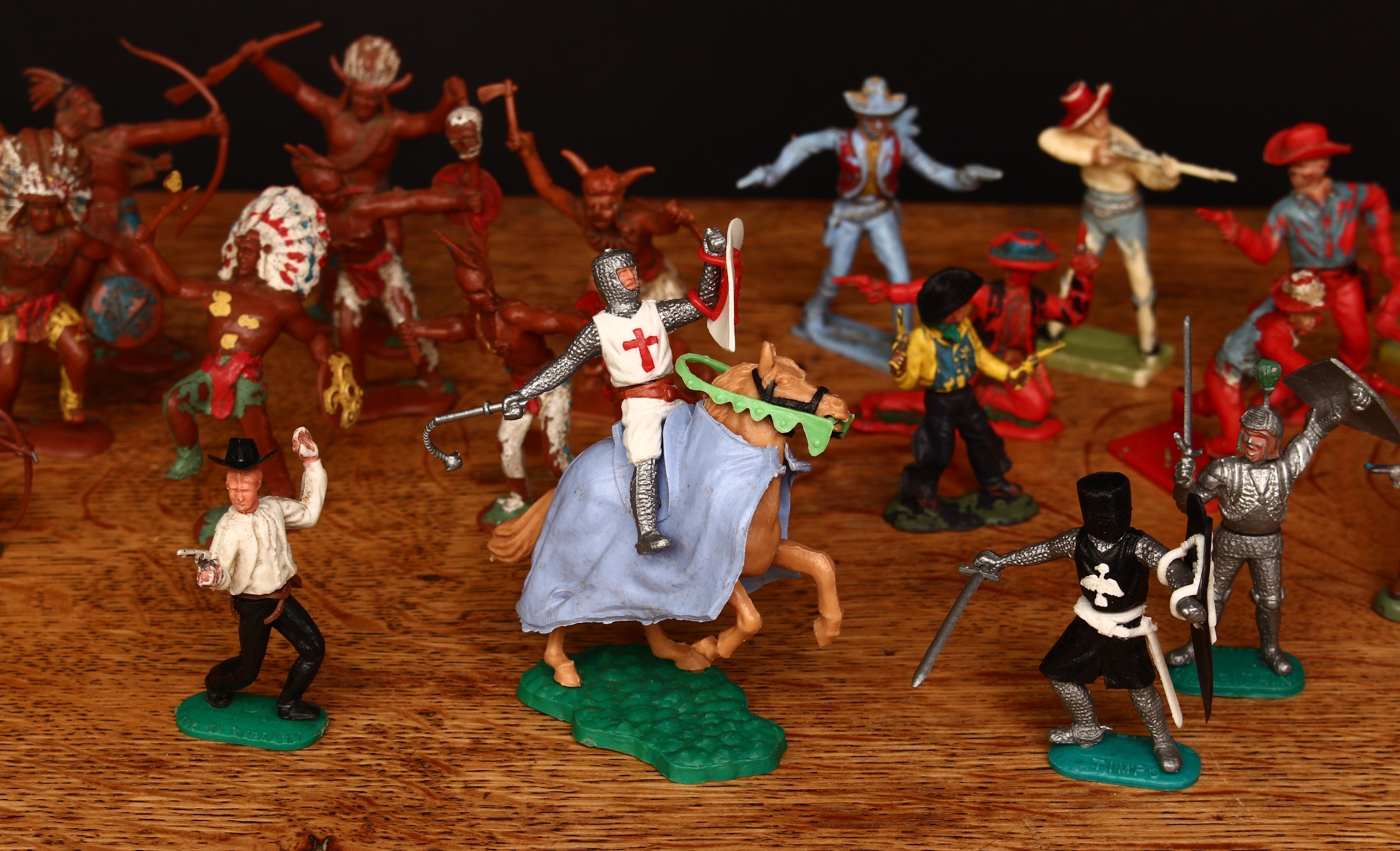 Timpo Toys plastic 'Swoppet' figures, comprising a Crusader figure ...