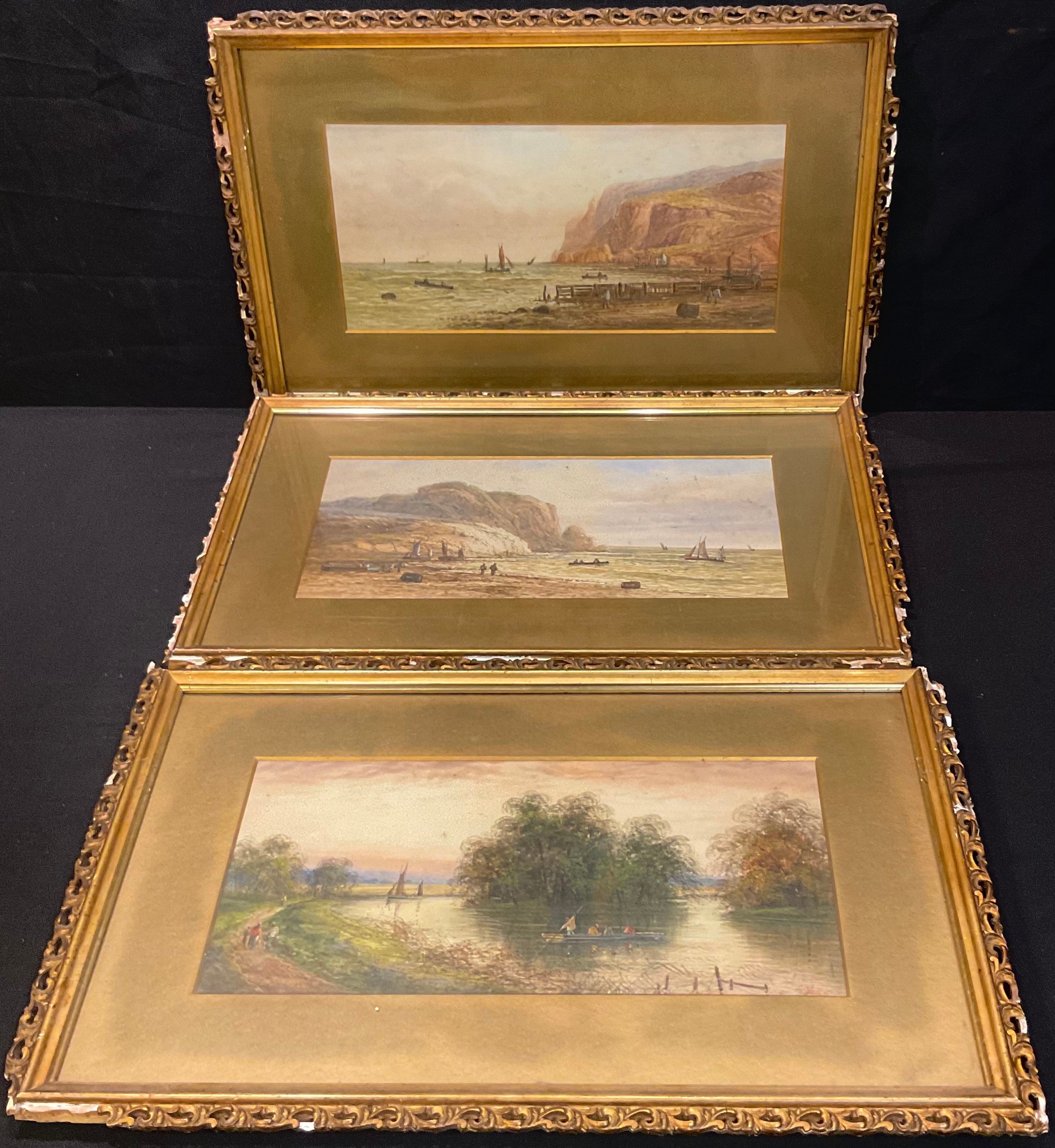 E Lewis (early 20th century)A Pair, Fishing Off The British Coastsigned ...