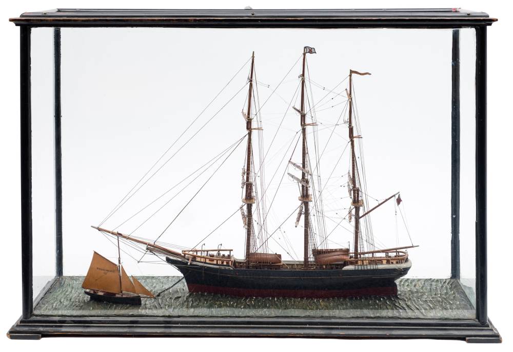 A late 19th/early 20th century cased scale waterline model of the ...