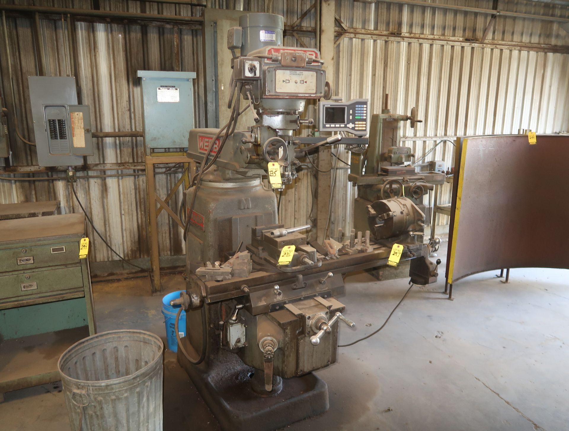 WEBB MDL. 3VH VERTICAL MILL, POWER FEED ON TABLE, ACCURITE DRO, SN. 5539