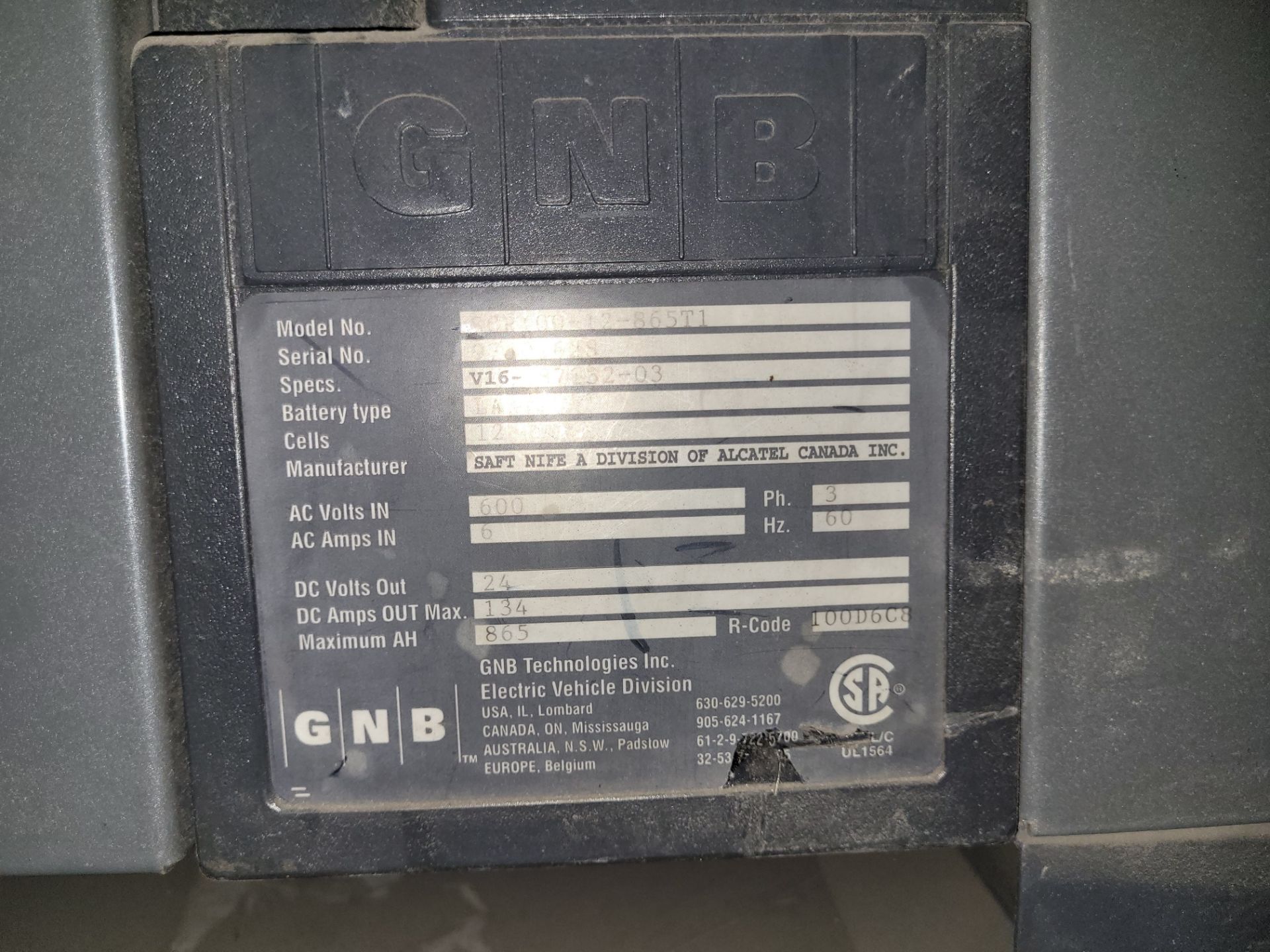 GNB TECHNOLOGIES INC. SCR CHARGER 100 INTELLIGENT POWER SYSTEM, MODEL ...