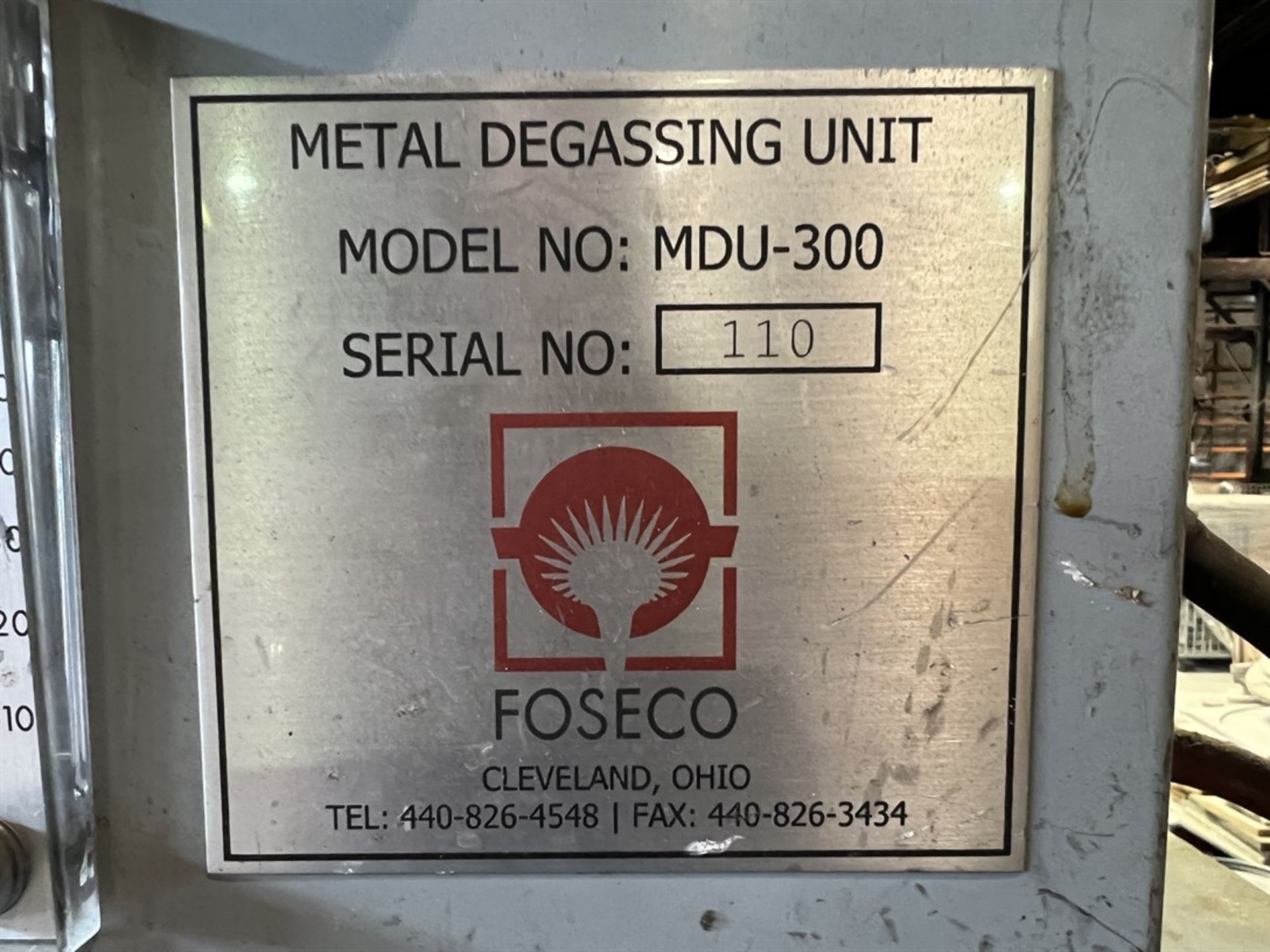 { Choice of lots: 132 } FOSECO MDU-300 Degassing Unit, s/n 110