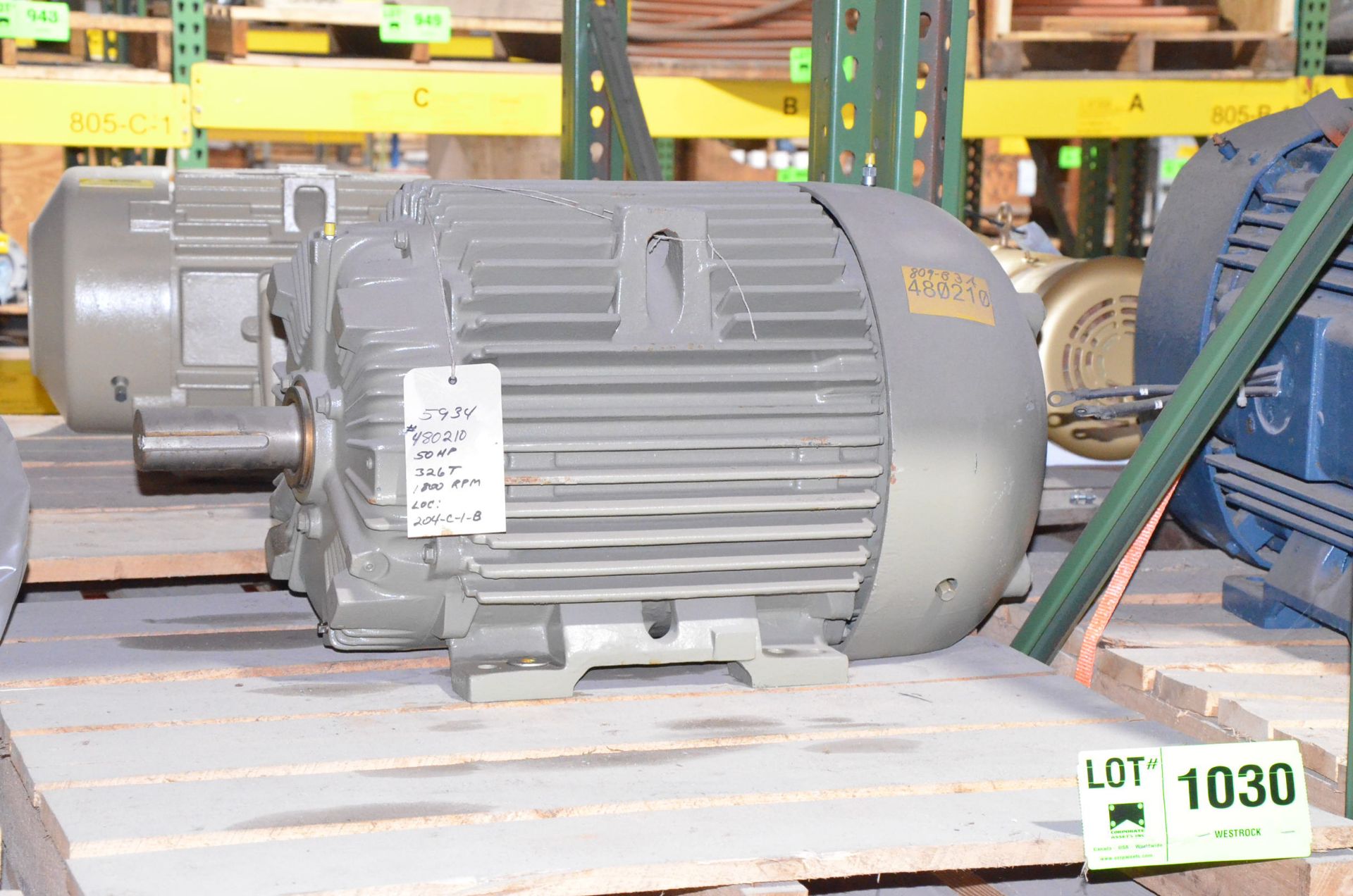 { Choice of lots: 1030 } GE 50HP/1800RPM/460V/3PH/60HZ ELECTRIC MOTOR