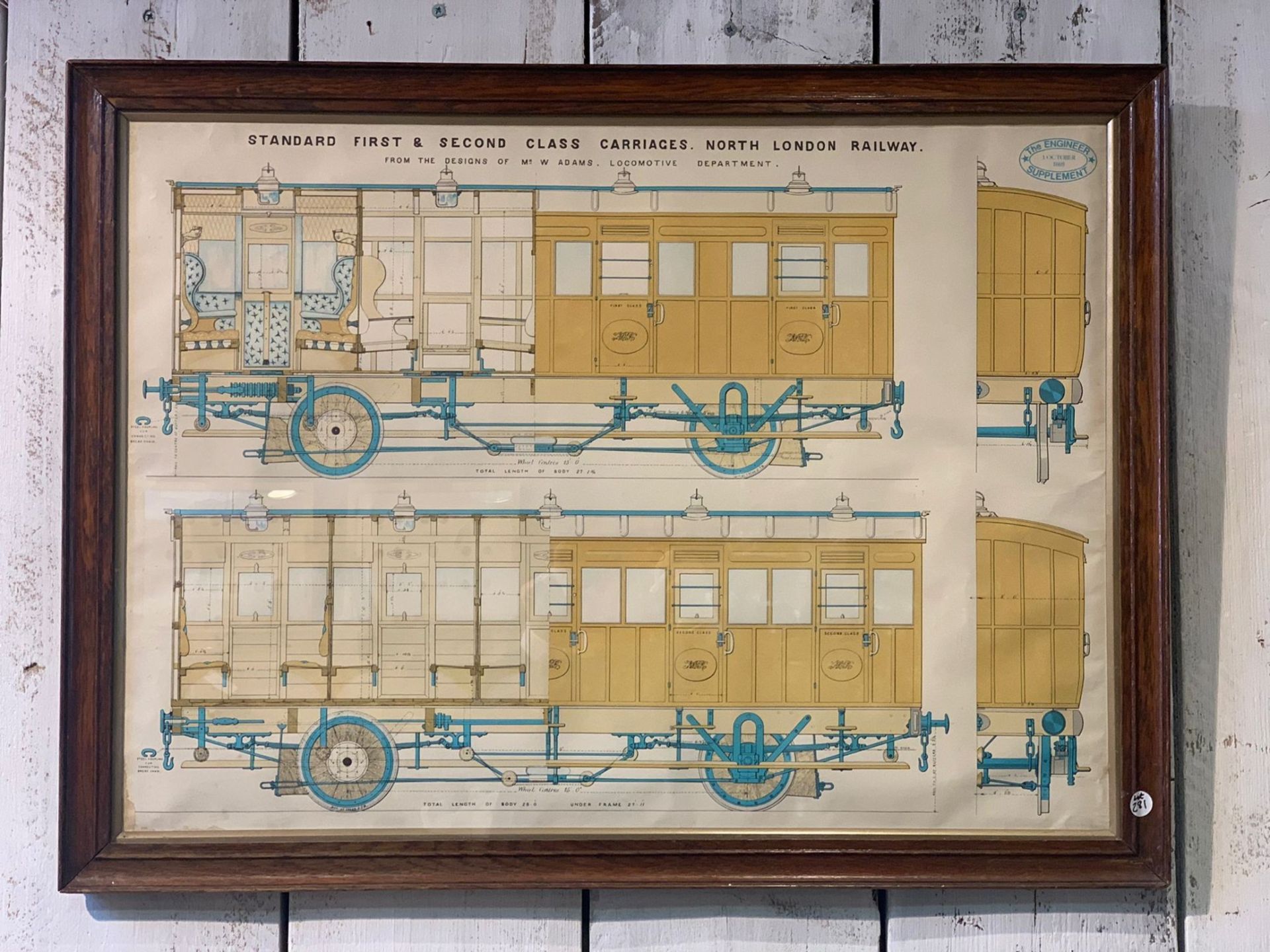 A PRINT DEPICTING DESIGNS FOR RAILWAY CARRIAGES inscribed 'THE ENGINEER ...
