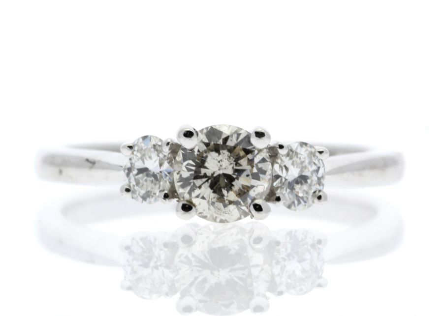 18ct White Gold Three Stone Claw Set Diamond Ring 0.73 Carats - A ...