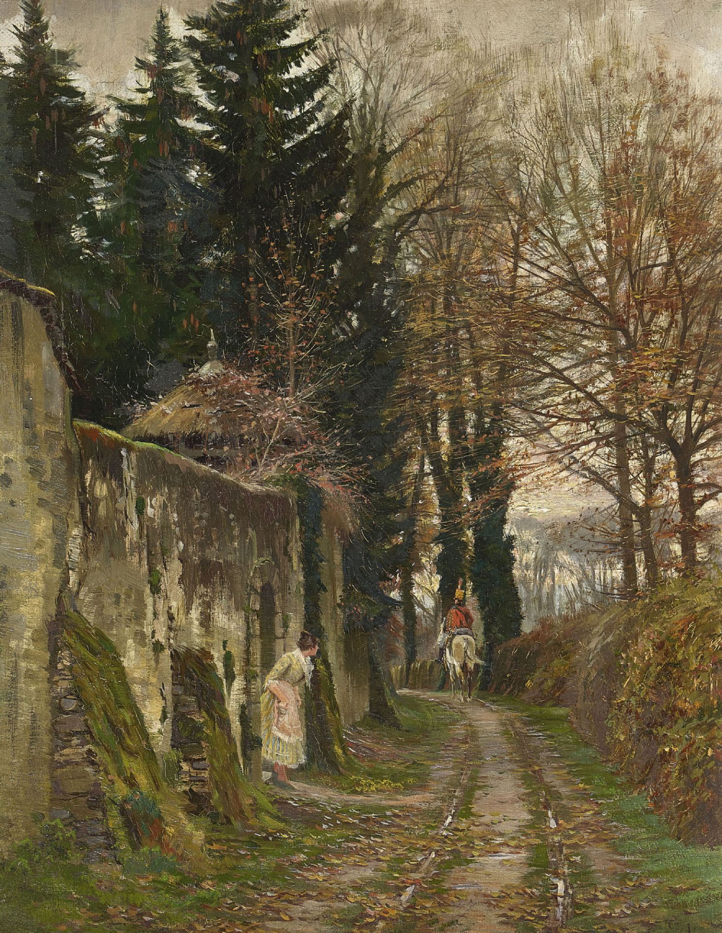 GIANOLI, LOUIS CAMILLE (1868 Genève 1957) : "Le départ"; Öl auf ...