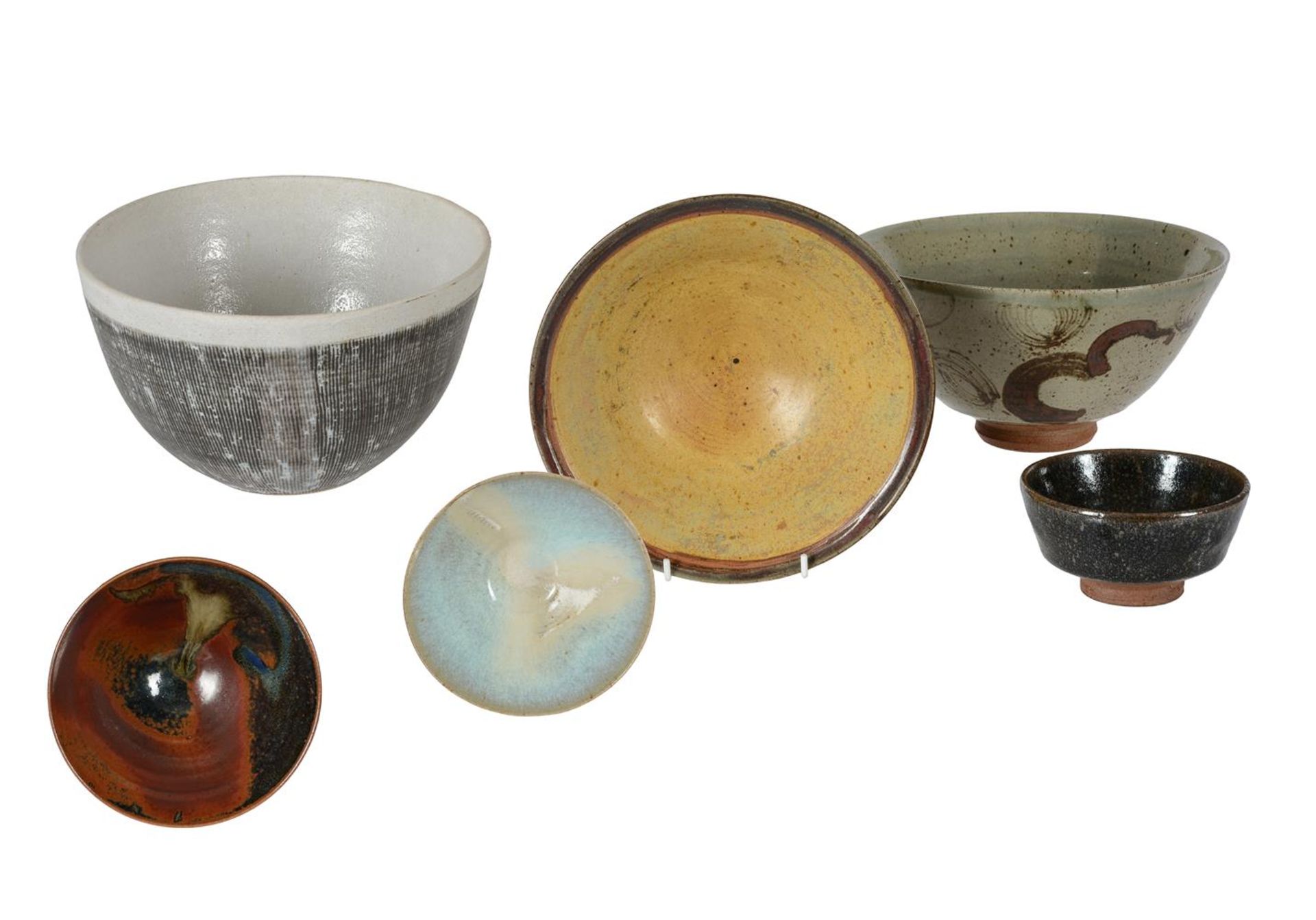 A GROUP OF SIX VARIOUS STUDIO POTTERY BOWLSMOSTLY MODERNTo include two ...