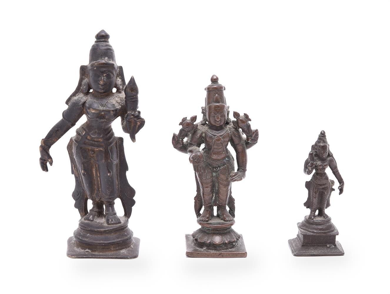 Three South Indian bronze figures of Hindu deities 18-19th c - auctions ...