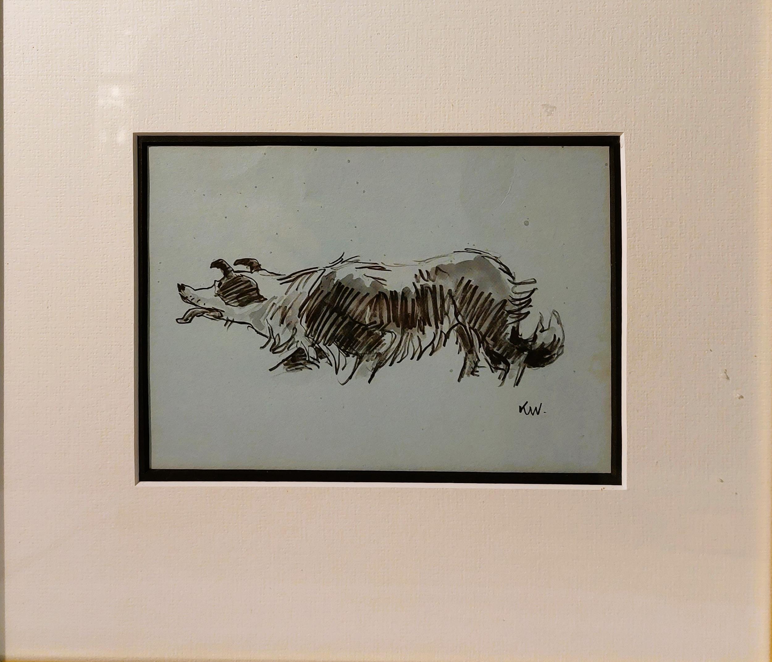 Kyffin Williams RA KBE OBE - Mott the Sheepdog, print with KW ...