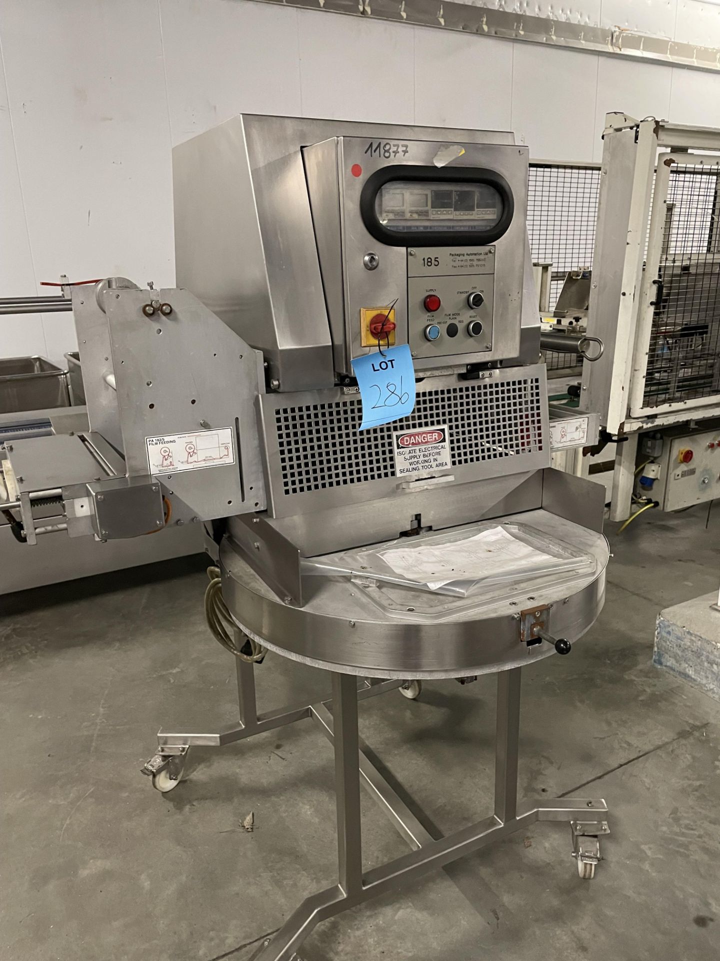 PA 185 Rotary Tray sealer - No tooling - 1.5 x 1.4 x 1.8m H. Lift out: £50.