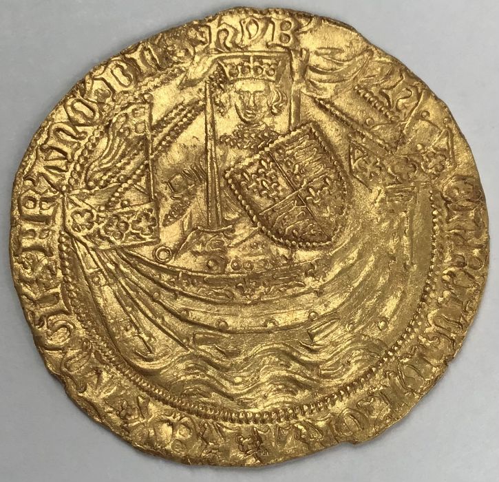 Henry VI 1422-1461 Gold Noble, London. Annulet by sword arm and in one ...