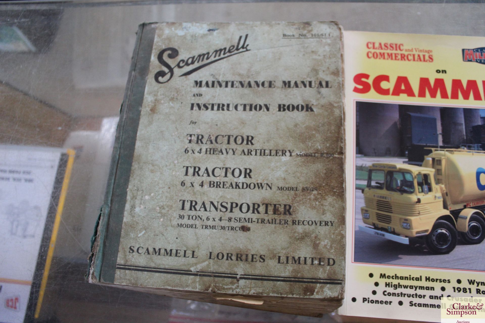 Scammell workshop manual and two Scammell books.
