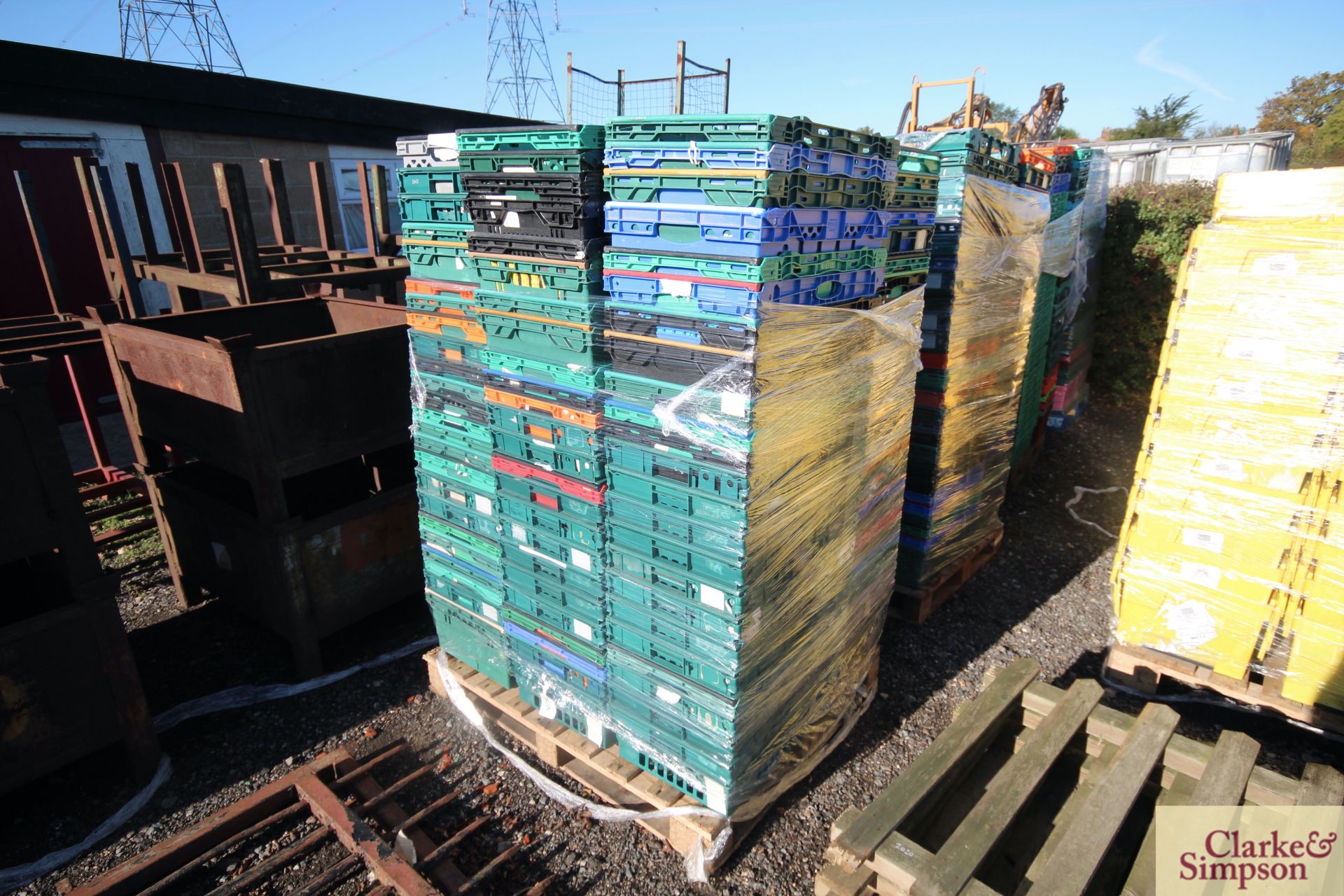 Pallet of vegetable/ produce stacking crates.