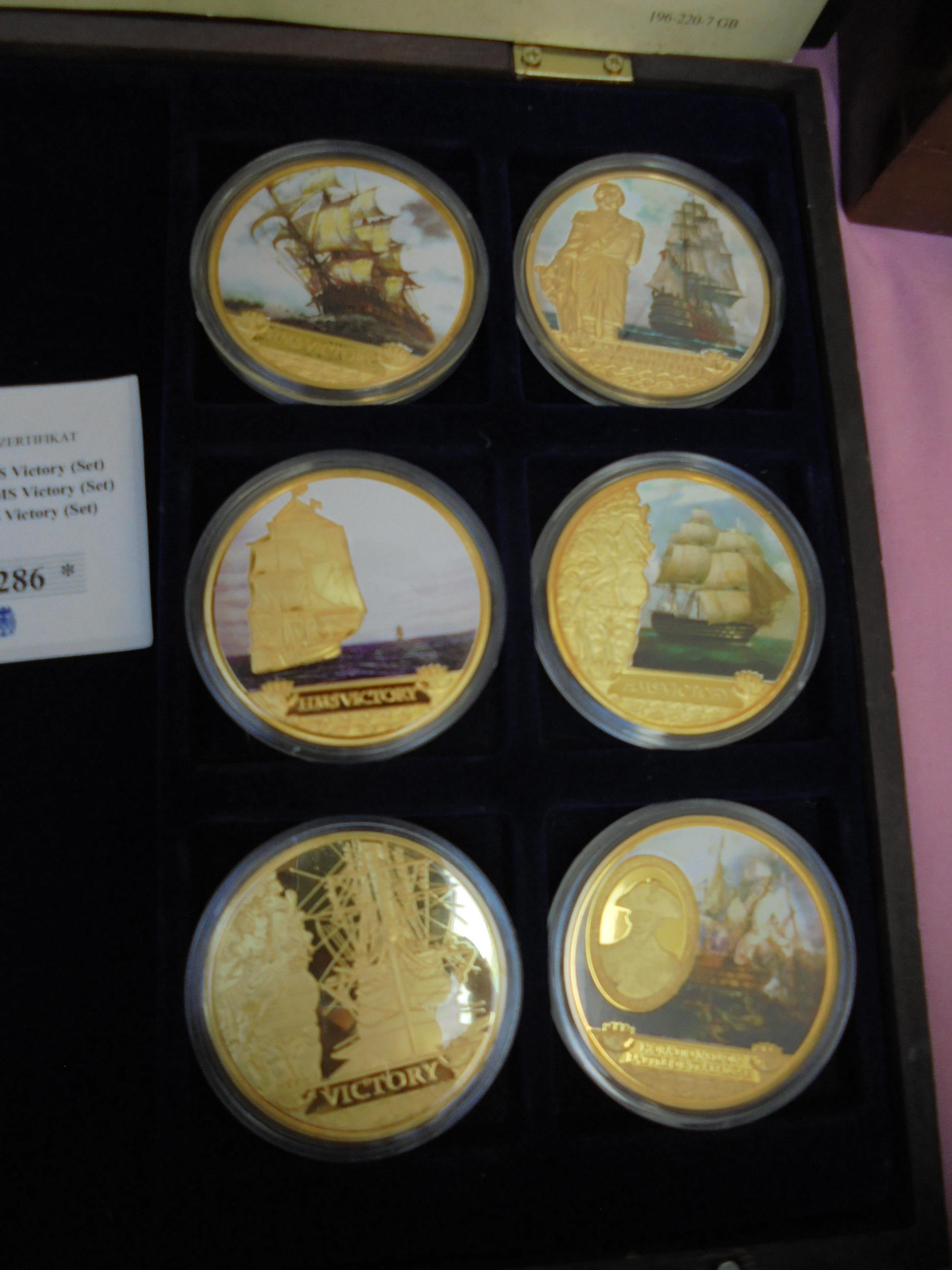 Boxed set of 6 Windsor Mint 250 years HMS Victory Commemorative coins ...