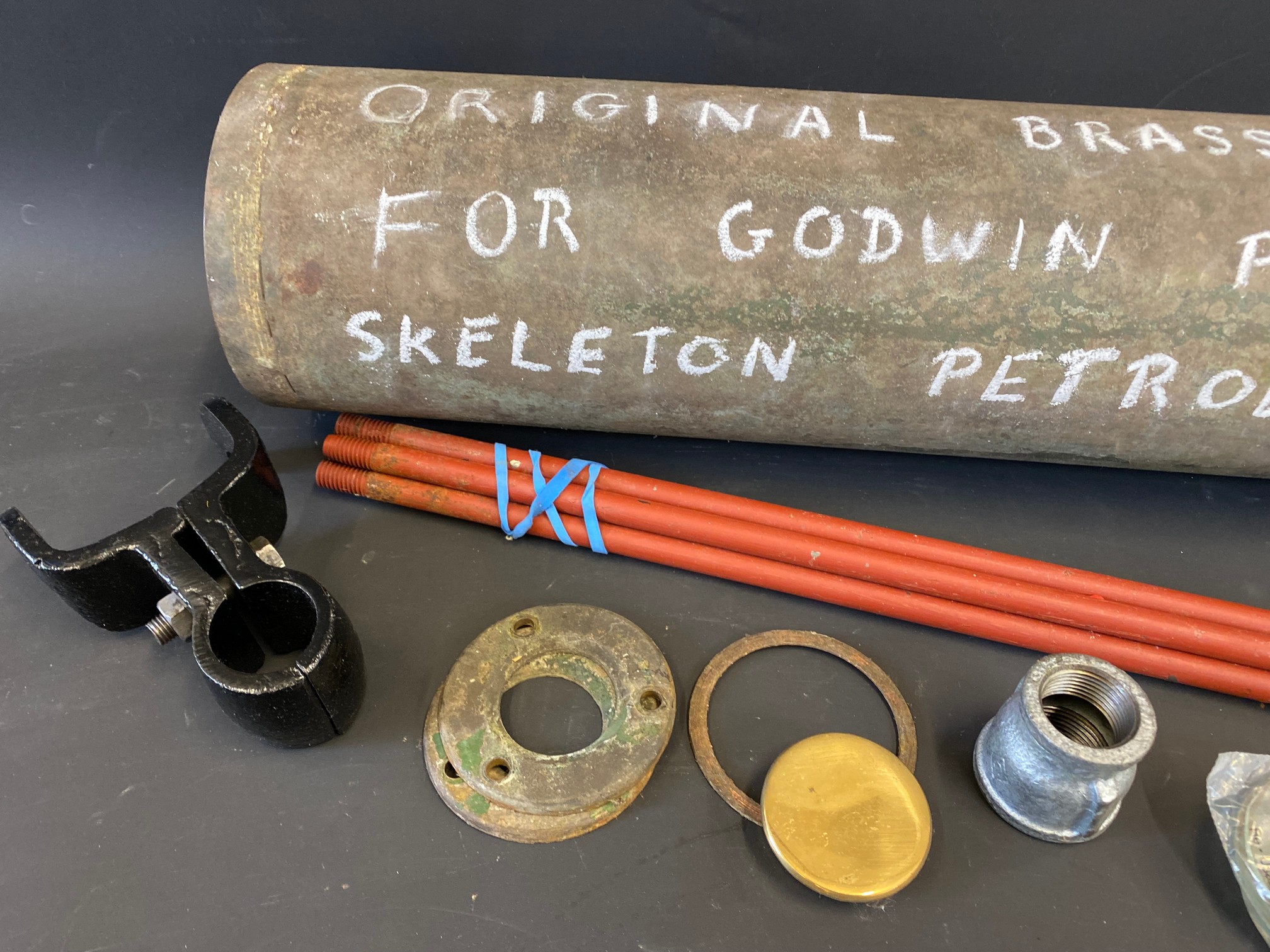 A selection of Godwin P1 or P2 skeleton petrol pump spares.