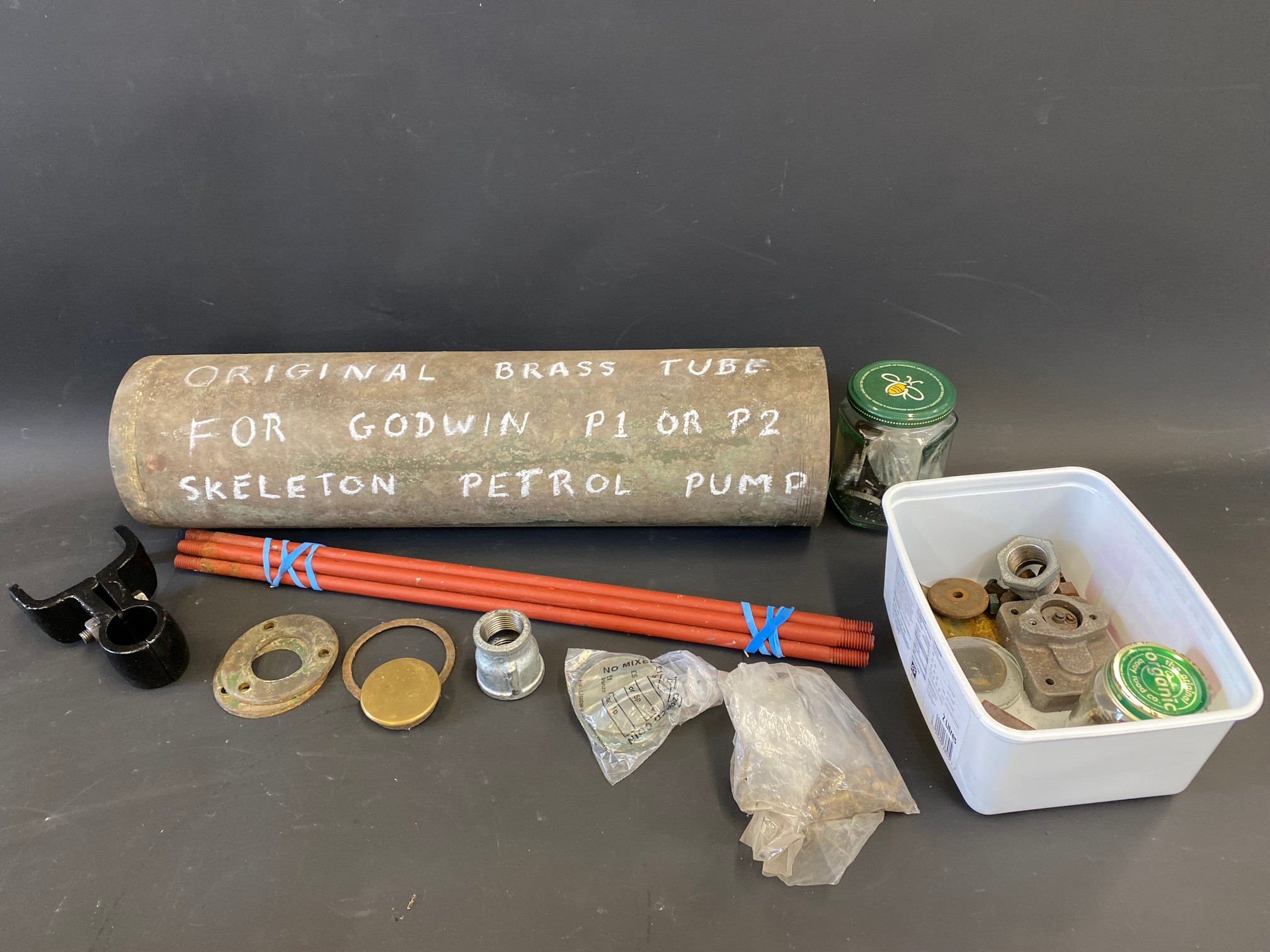 A selection of Godwin P1 or P2 skeleton petrol pump spares.