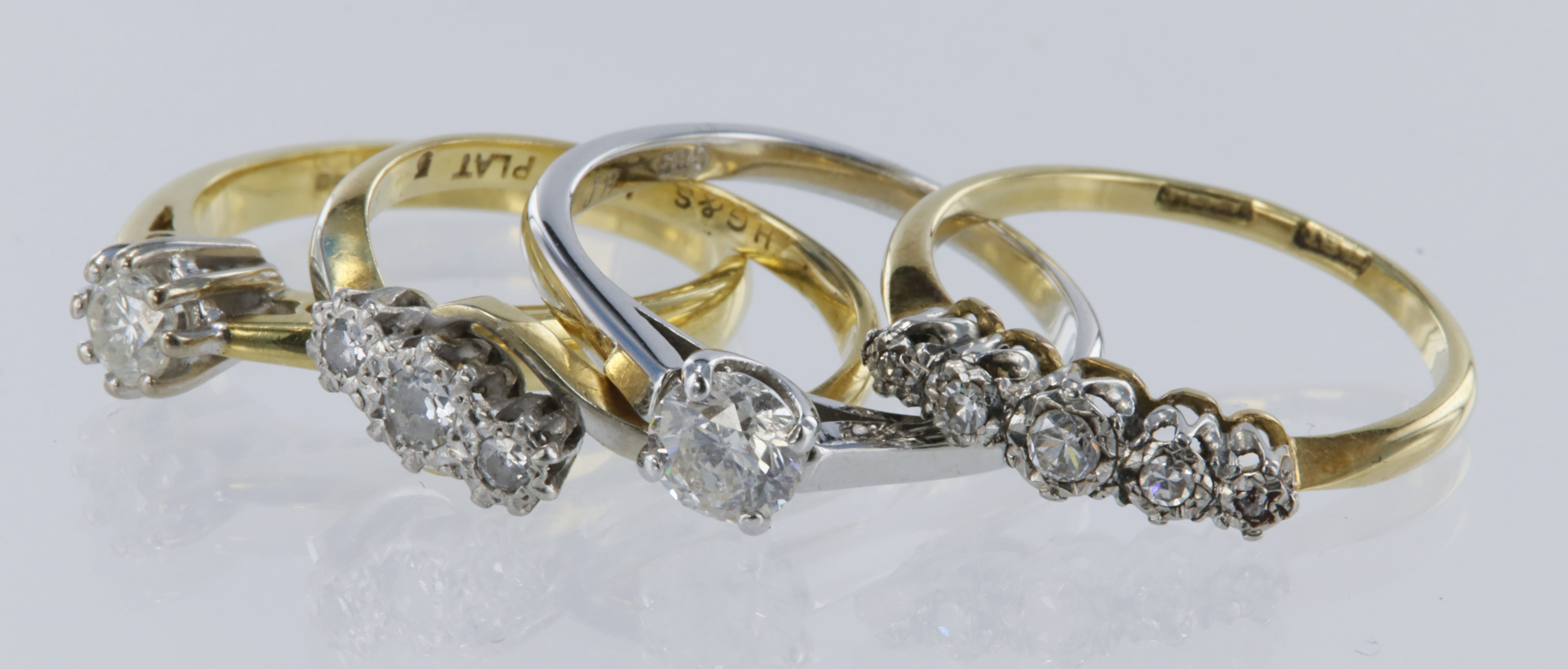 Assortment of diamond rings to include 18ct yellow gold diamond ...
