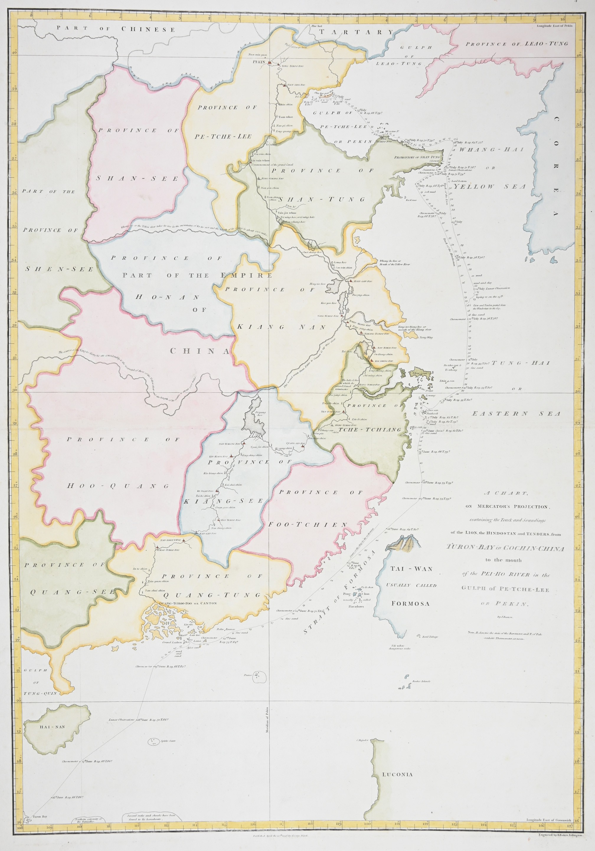 ANTIQUE PRINTED MAP BY SIR JOHN BARROW, London 1797. A chart on ...