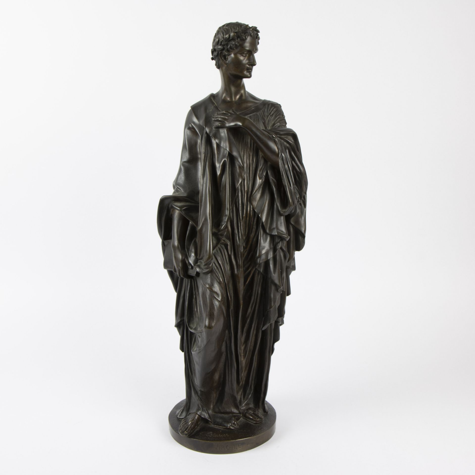 Émile Victor BLAVIER (XIX-XX) Bronze of a Roman Scholar in toga named ...