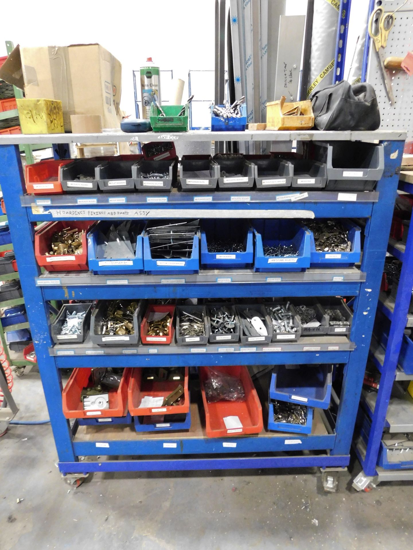 4 Mobile Tool Trolleys & contents of assorted handtools, fixings ...