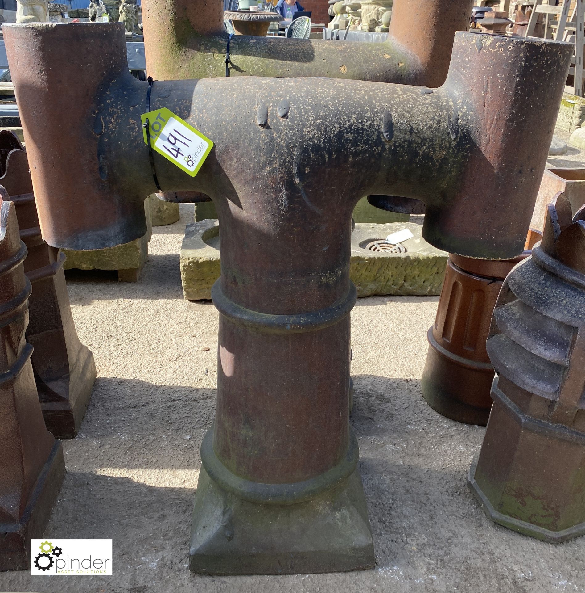 An original Victorian salt glazed terracotta H Chimney Pot, 40in high x ...
